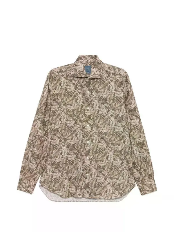 BARBA NAPOLI Leaf-print Shirt - Brown