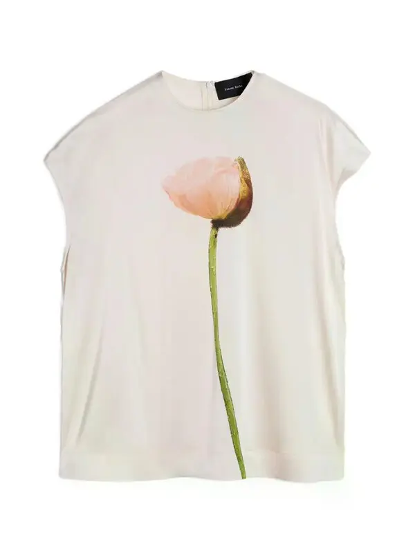 Simone Rocha Poppy-print Blouse - Neutrals
