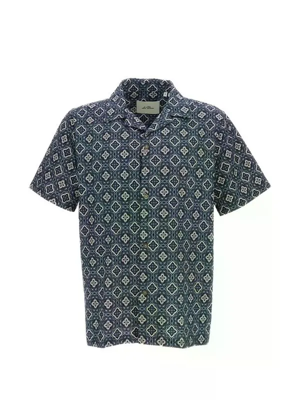 LES DEUX Lukas Arabesque Short-sleeve Shirt - Blue
