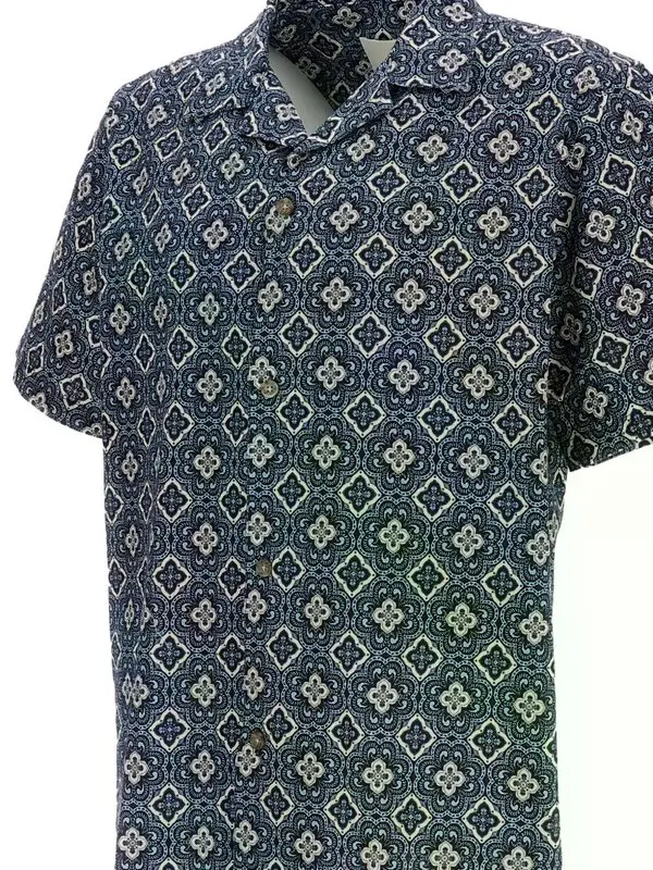 LES DEUX Lukas Arabesque Short-sleeve Shirt - Blue