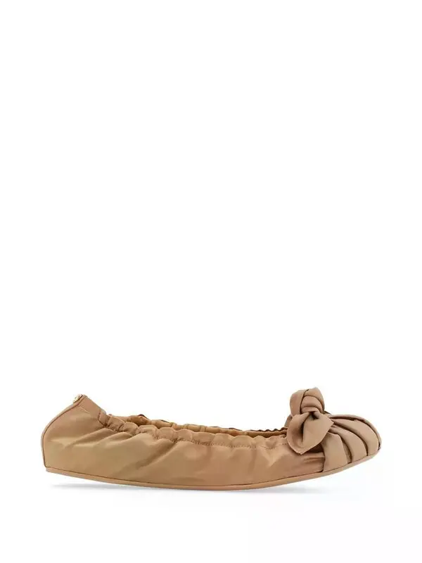 FERRAGAMO Bow Gathered Ballet Flats - Neutrals