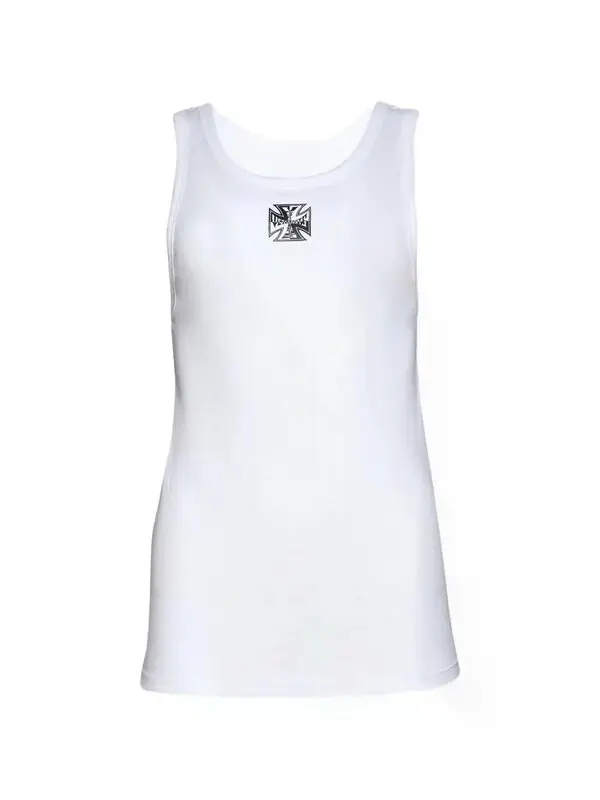 Vetements Cross-embroidere Tank Top - White