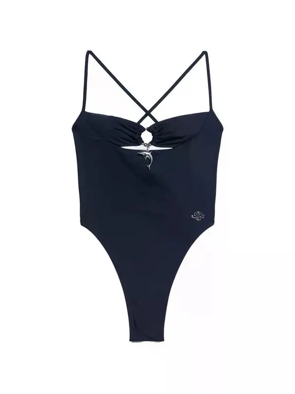 Blumarine One-piece Swimsuit With Dolphin Charm - Black