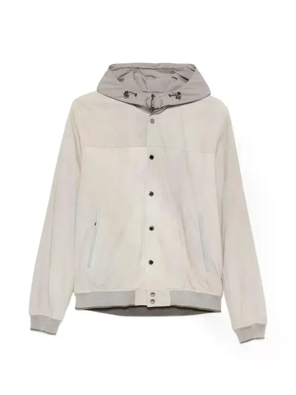 MOORER Hooded Press-stud Bomber Jacket - Grey