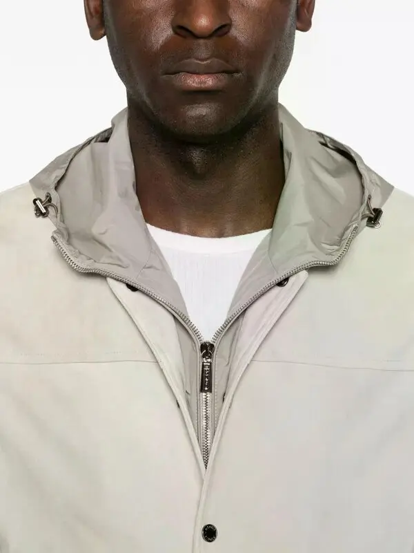 MOORER Hooded Press-stud Bomber Jacket