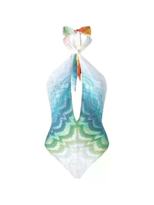 Missoni Halterneck Patterned Swimsuit - Blue