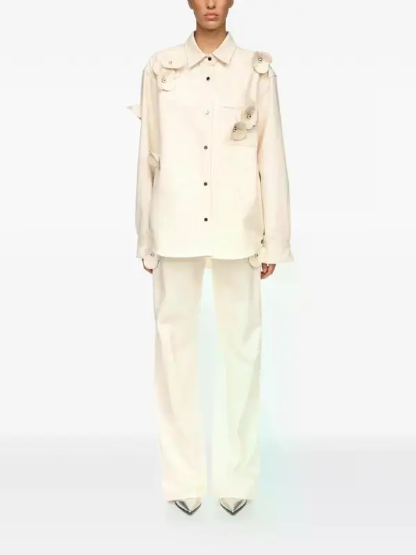 David Koma 3d Flower Denim Shirt
