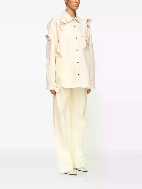 David Koma 3d Flower Denim Shirt