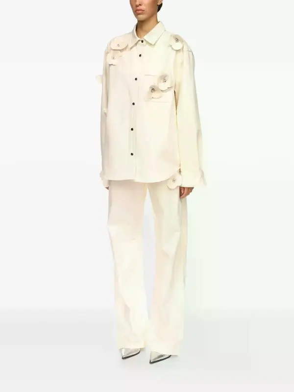 David Koma 3d Flower Denim Shirt