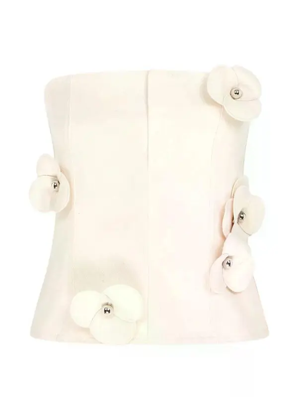 David Koma 3d Flower Denim Corset Top