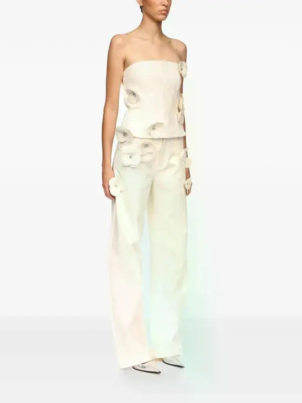 David Koma 3d Flower Denim Corset Top