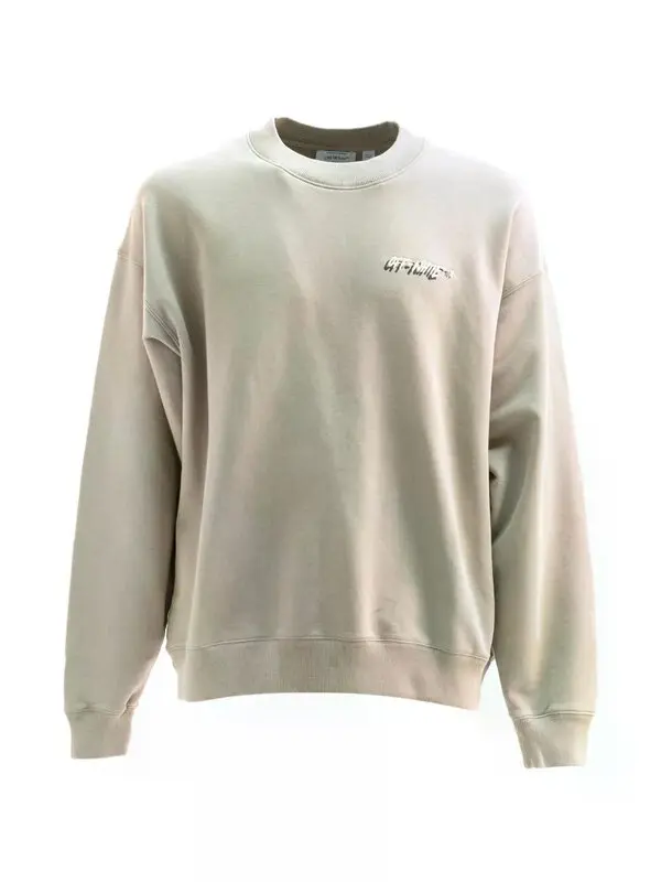 Off-White Logo-detail Crew-neck Sweatshirt - Neutrals