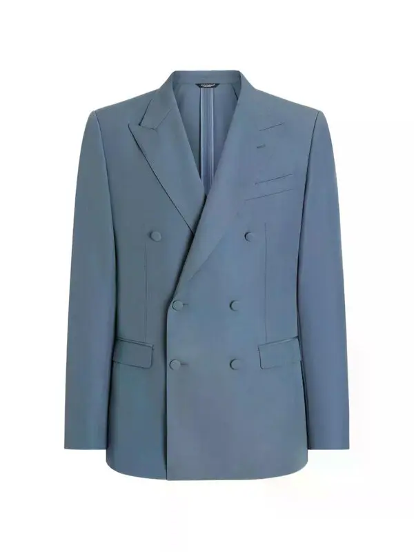 Dolce & Gabbana Double-breasted Wool Poplin Jacket - Blue