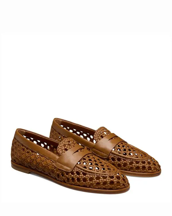 STUART WEITZMAN Spencer Woven Loafers - Boho Tan