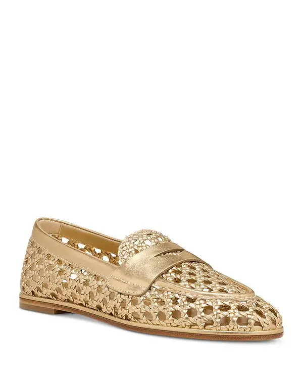 STUART WEITZMAN Spencer Woven Loafers - Golden