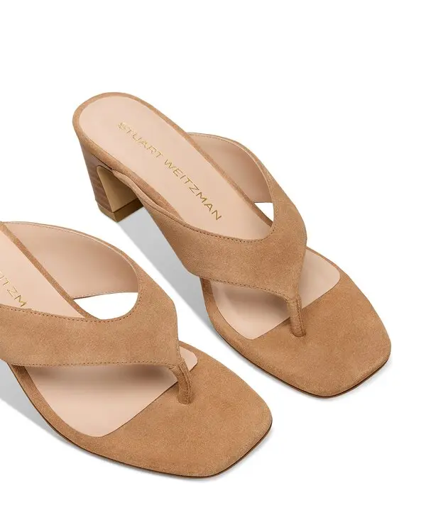 STUART WEITZMAN Stassi 50 Thong Heeled Sandals - New Camel