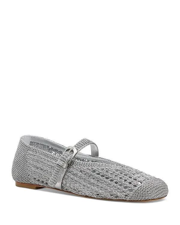 STUART WEITZMAN Leora Mary Jane Flats - Silver Metallic