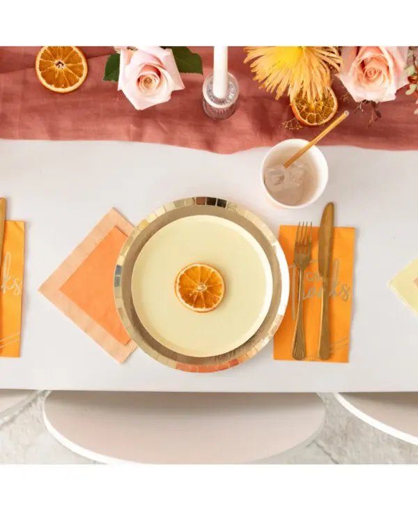 JOLLITY & CO Solid Shade Colors, Paper Party Cocktail Napkins, Set Of 20 - Apricot