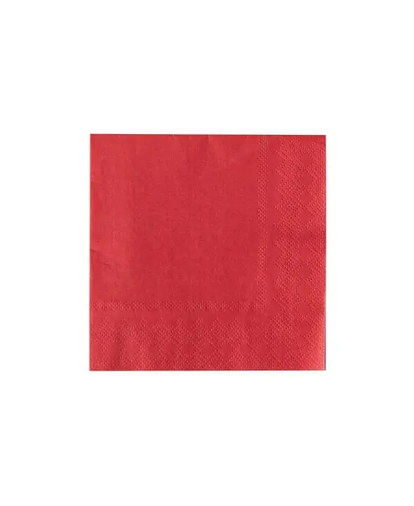 JOLLITY & CO Solid Shade Colors, Paper Party Cocktail Napkins, Set Of 20 - Cherry