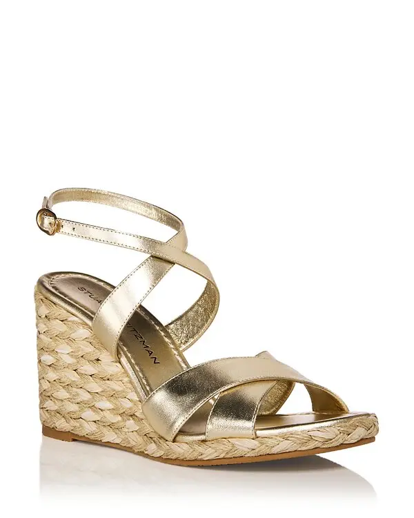 STUART WEITZMAN Alyssa Espadrille Wedge Sandals - Light Gold