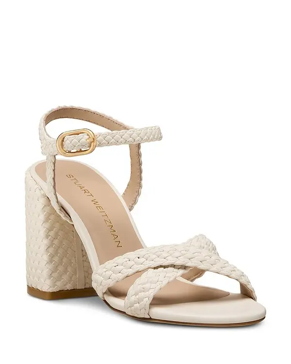 STUART WEITZMAN Alyssa 85 Woven Sandals - Cream