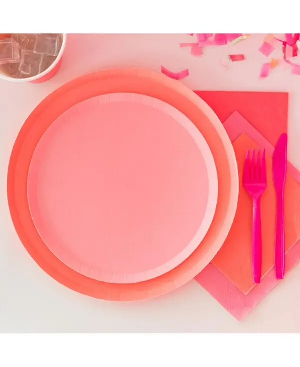 JOLLITY & CO Solid Shade Colors, Paper Party Guest Napkins, Set Of 16 - Watermelon