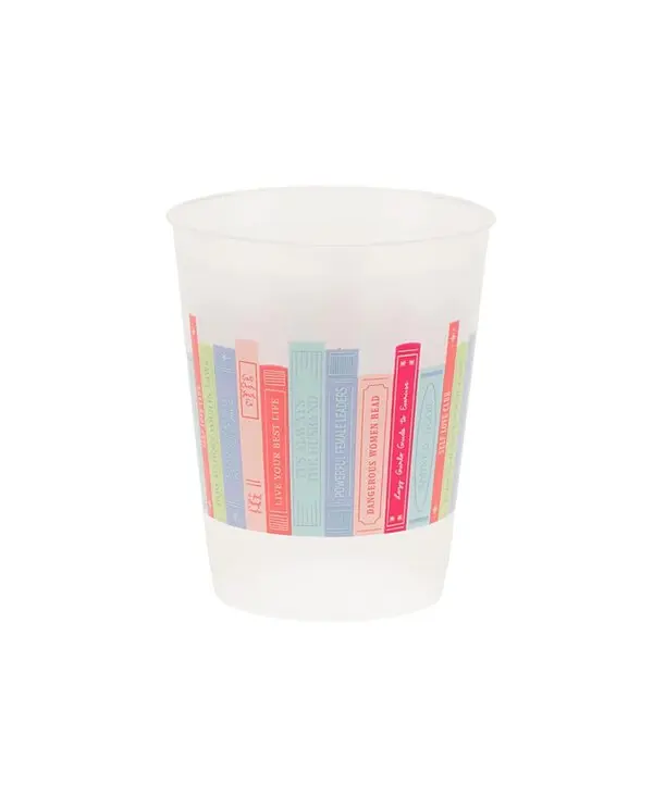 JOLLITY & CO Book Club Flex Cups, Set Of 8 - Bookshelf Print