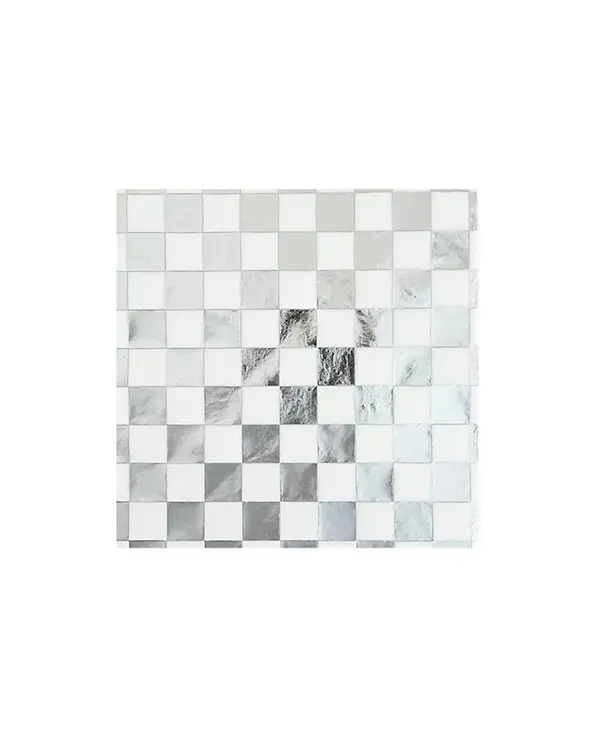 JOLLITY & CO Checkered Paper Cocktail Napkins, Set Of 20 - Dazzling Diamond (silver)