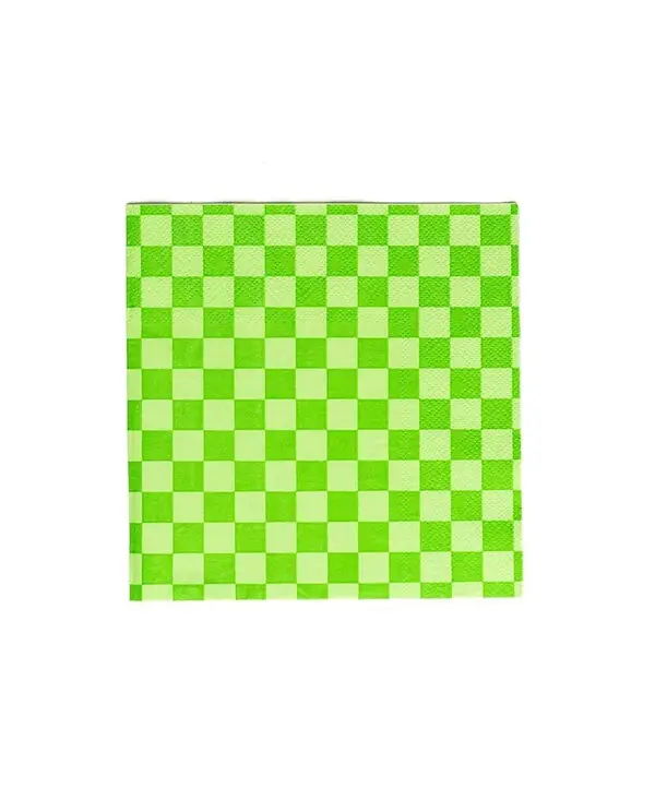 JOLLITY & CO Checkered Paper Cocktail Napkins, Set Of 20 - In The Limelight (green)