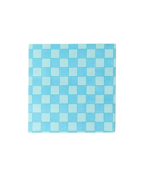 JOLLITY & CO Checkered Paper Cocktail Napkins, Set Of 20 - Out Of The Blue (blue)