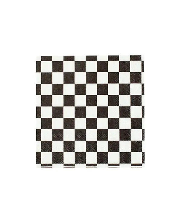 JOLLITY & CO Checkered Paper Cocktail Napkins, Set Of 20 - The Classic (black)