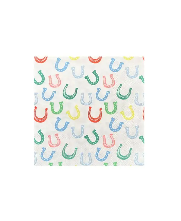 JOLLITY & CO Yeehaw Cowboy Horseshoe Print Petite Paper Napkins, Set Of 16 - Multicolor