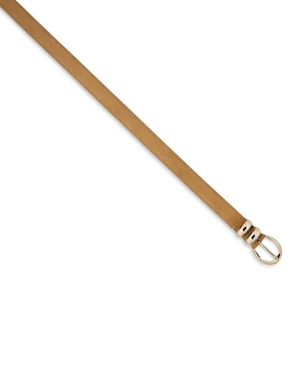 Sandro Double Loop Leather Belt - Beige