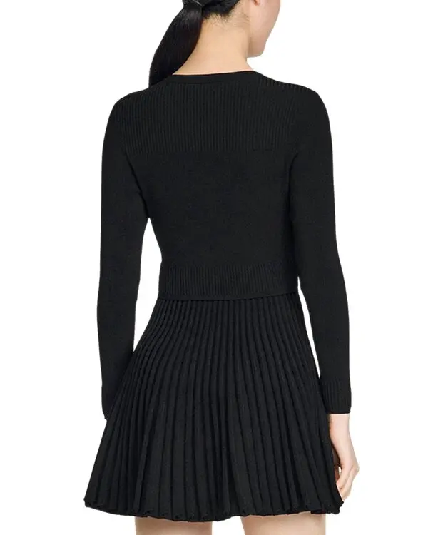 Sandro Ruby Pleated Knit Short Dress
