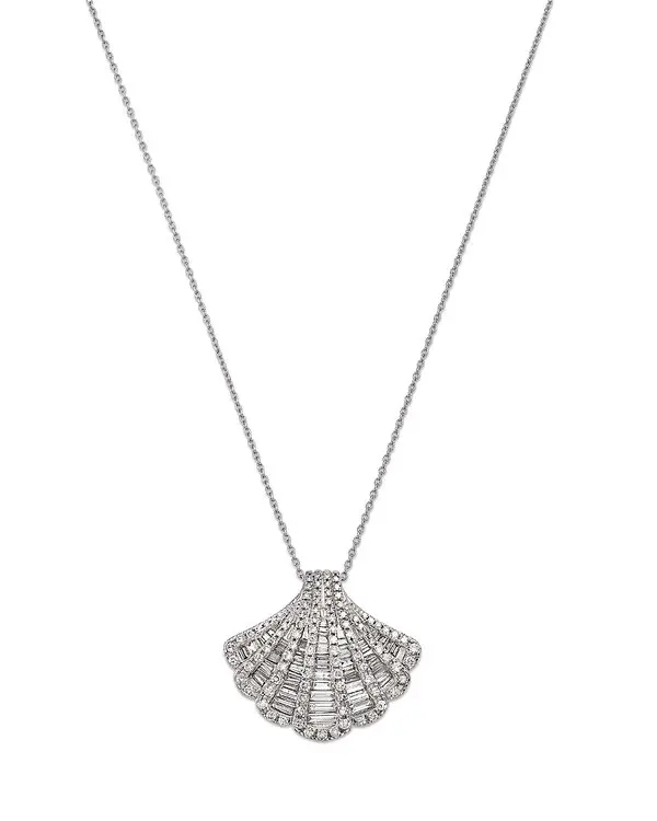 Bloomingdale'S Diamond Fan Pendant Necklace - White Gold