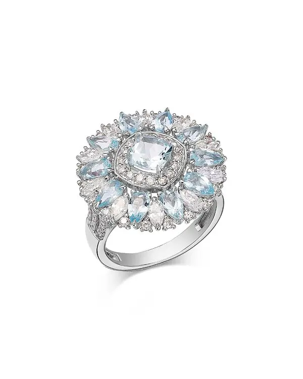 Bloomingdale'S Aquamarine And Diamond Ring In 14k - White Gold