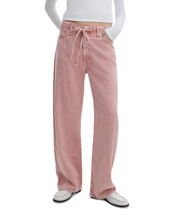 Rag & Bone Phoebe Drawstring High Rise Wide Jeans - Raspberry