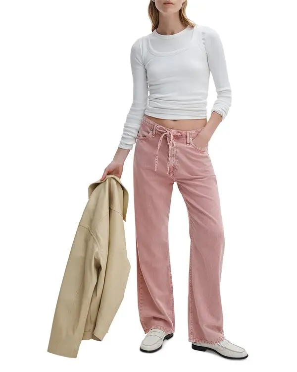 Rag & Bone Phoebe Drawstring High Rise Wide Jeans - Raspberry