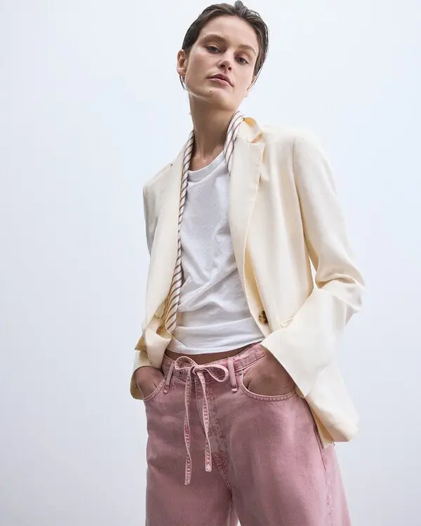 Rag & Bone Phoebe Drawstring High Rise Wide Jeans - Raspberry