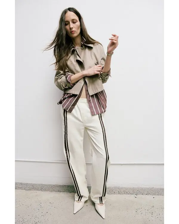 Rag & Bone Connie Stripe Shirt - Rust White Stripe