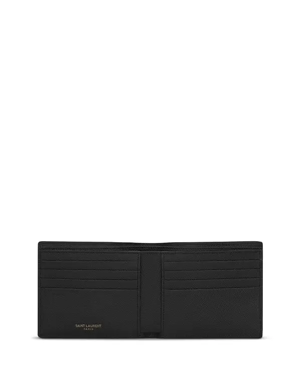Saint Laurent Cassandre East/west Wallet In Smooth Leather - Black/black