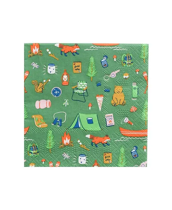 JOLLITY & CO Camp Explorer Patterned Large Paper Napkins, Set Of 16 - Multicolor