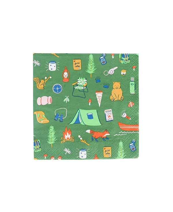 JOLLITY & CO Camp Explorer Patterned Petite Paper Napkins, Set Of 16 - Multicolor