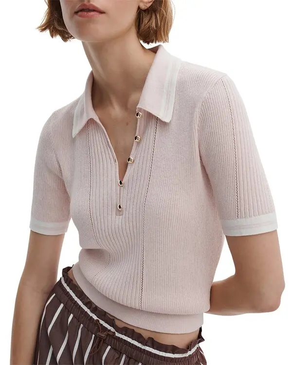 Rag & Bone Laurie Tipped Short Sleeve Polo Sweater