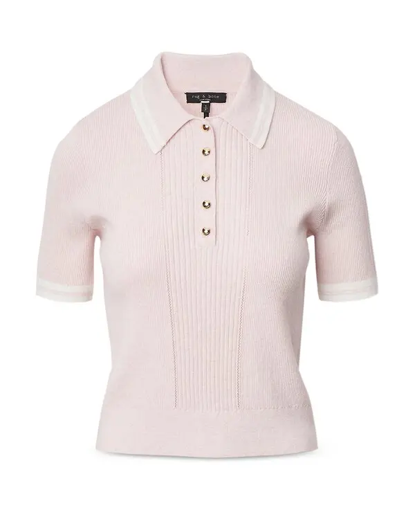 Rag & Bone Laurie Tipped Short Sleeve Polo Sweater