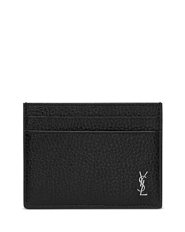 Saint Laurent Tiny Cassandre Card Case - Black And Silver