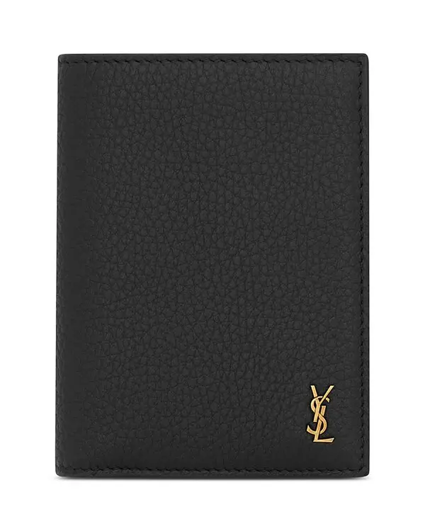 Saint Laurent Tiny Cassandre Credit Card Wallet - Black And Gold