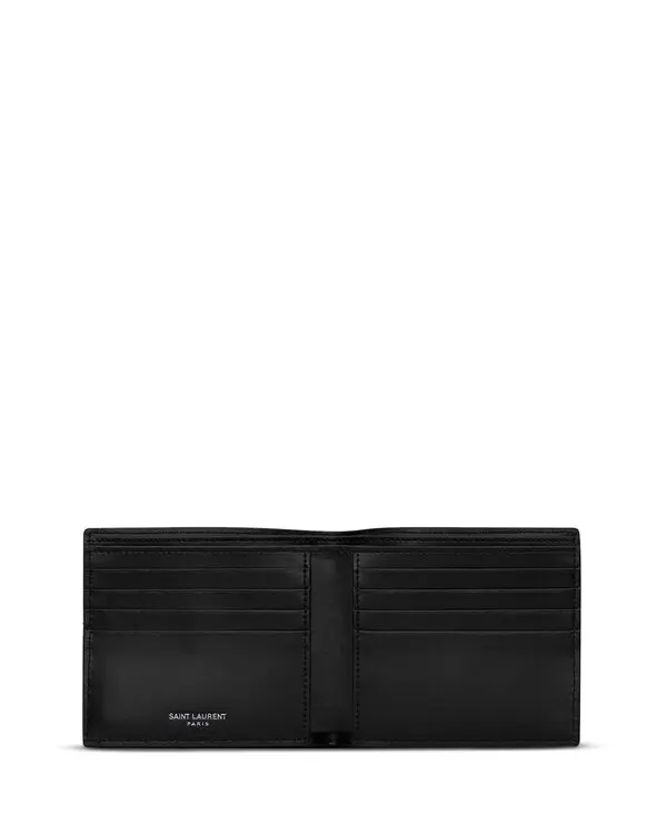 Saint Laurent Tiny Cassandre East/west Wallet - Black And Gold
