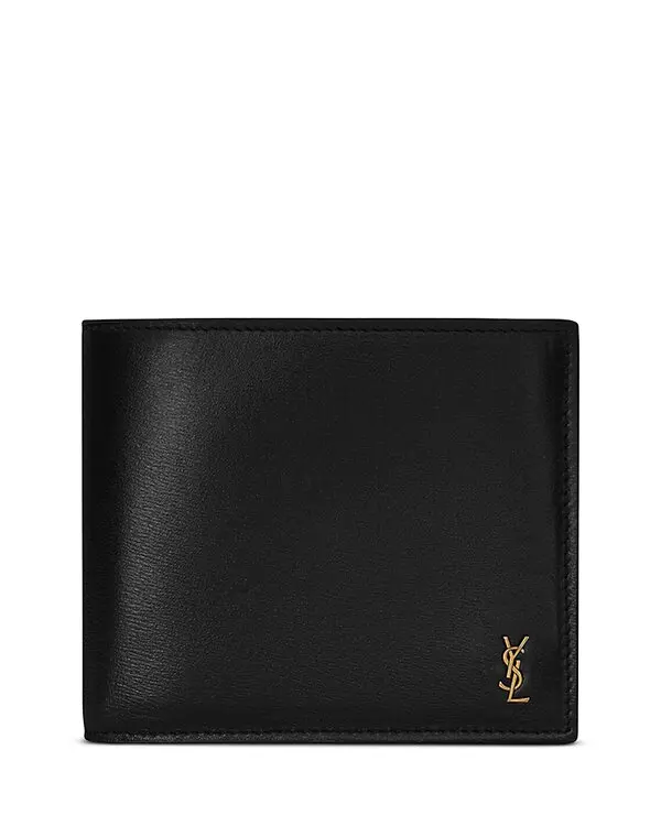 Saint Laurent Tiny Cassandre East/west Wallet With Coin Purse - Black And Gold
