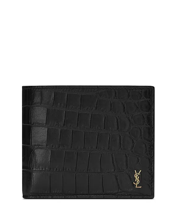 Saint Laurent Tiny Cassandre East/west Wallet With Coin Purse - Black